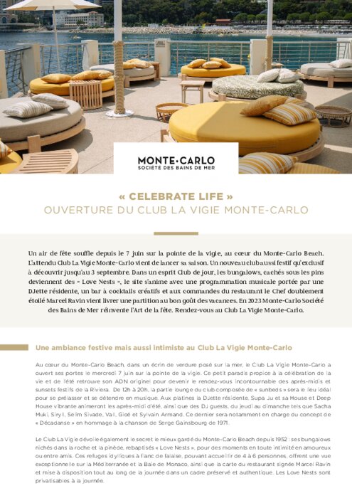 Ouverture du Club La Vigie Monte-Carlo | RESTO-Today Ouverture du Club La Vigie Monte-Carlo | RESTO-Today