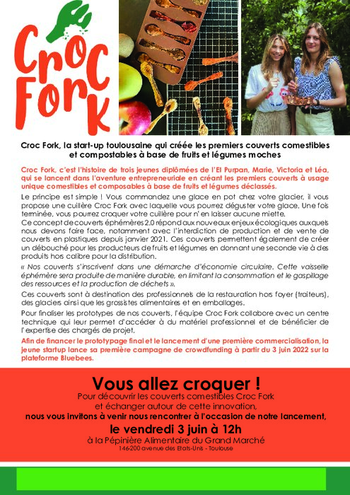 La startup toulousaine Croc Fork lance les couverts comestibles et ...