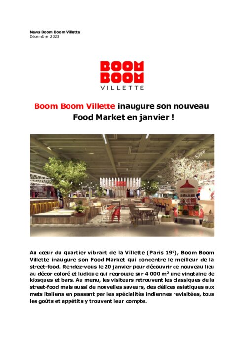 Boom Boom Villette inaugure son nouveau Food Market en janvier | RESTO ... Boom Boom Villette inaugure son nouveau Food Market en janvier | RESTO ...