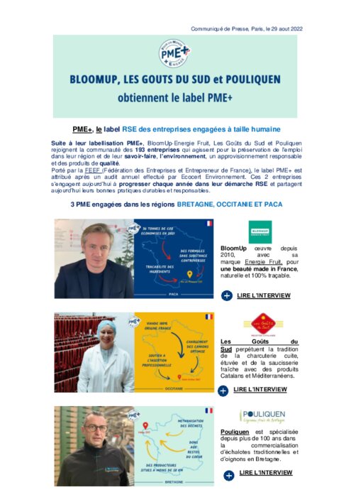 BloomUp, Les Goûts du Sud et Pouliquen sont reconnues pour leurs ...