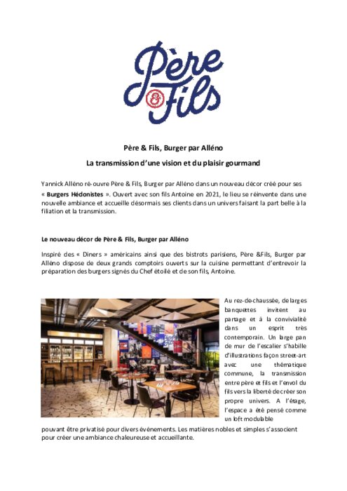 Réouverture Père & Fils, Burger par Alléno | RESTO-Today Réouverture Père & Fils, Burger par Alléno | RESTO-Today