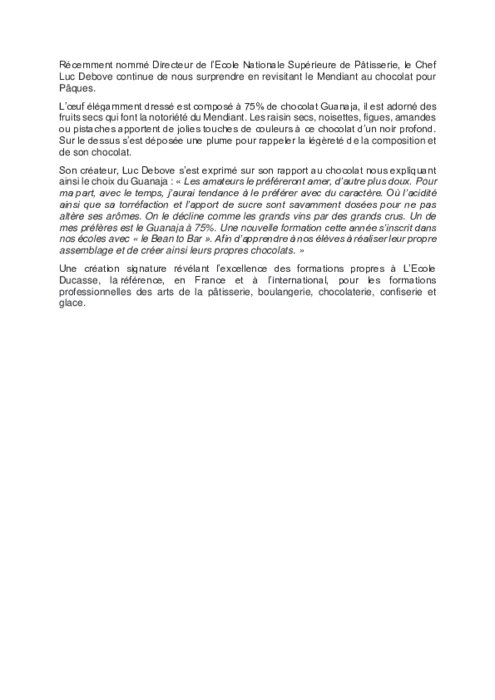 Luc Debove, Directeur et Chef exécutif d’Ecole Ducasse dévoile une ...