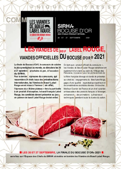 Les Viandes de Bœuf Label Rouge, viandes officielles du Bocuse d'Or ...