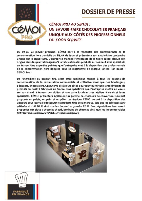CEMOI Pro au SIRHA : un savoir-faire chocolatier français unique aux ...