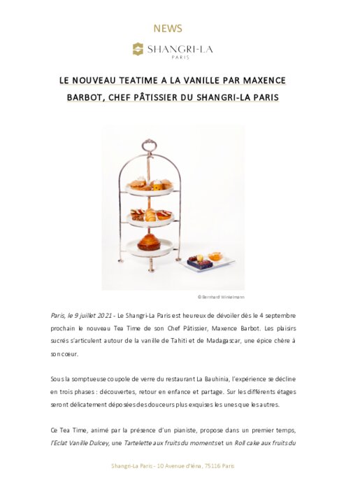 Maxence Barbot, Chef Pâtissier du Shangri-La Paris, présente son Tea ...