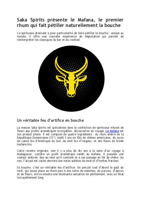 Mafana : le premier rhum qui fait pétiller naturellement la bouche ...